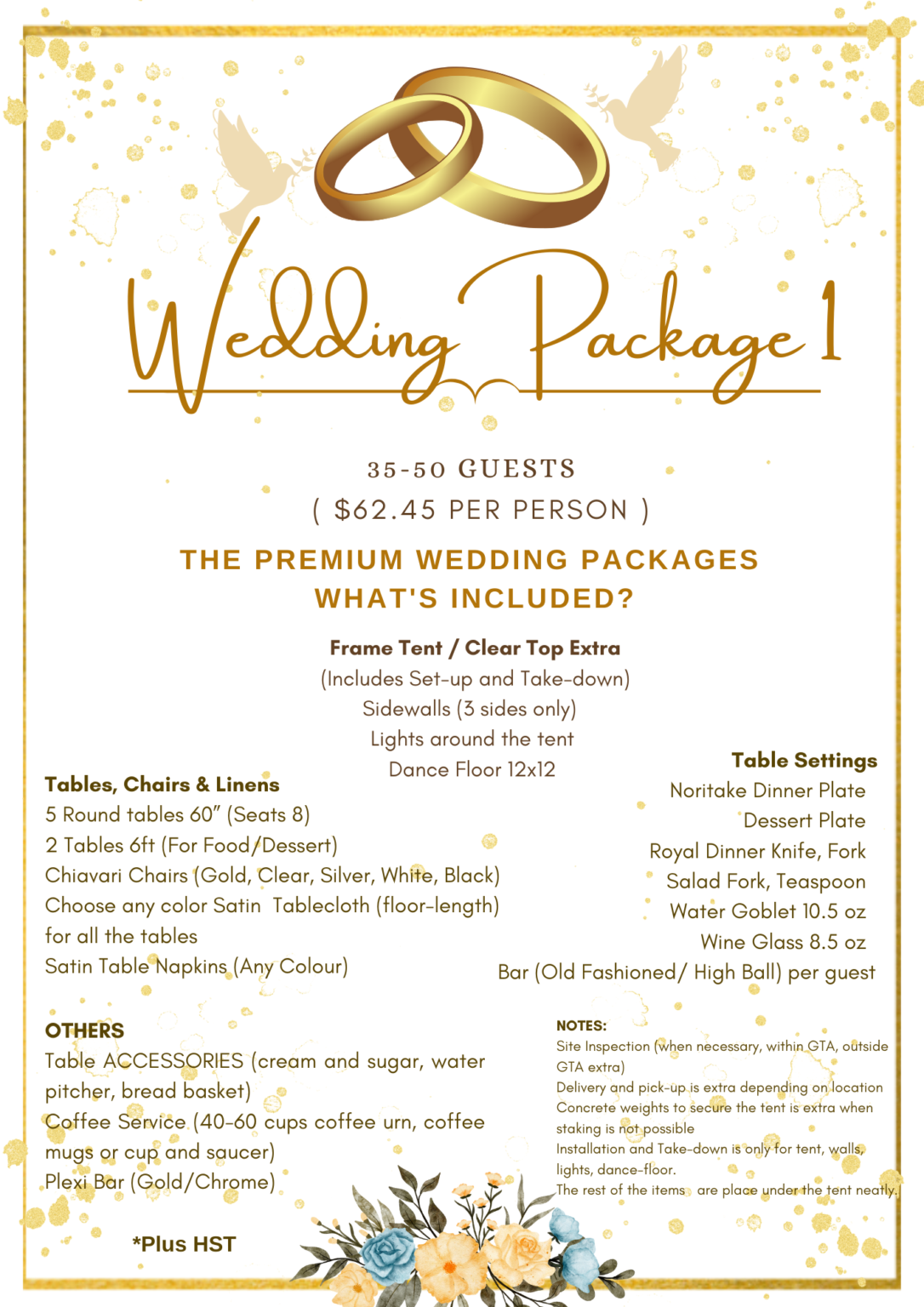 Wedding Package 1 - Sunshine Party and Tent Rentals