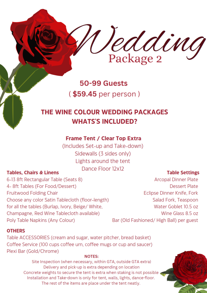 Wedding Package 2 - Sunshine Party and Tent Rentals